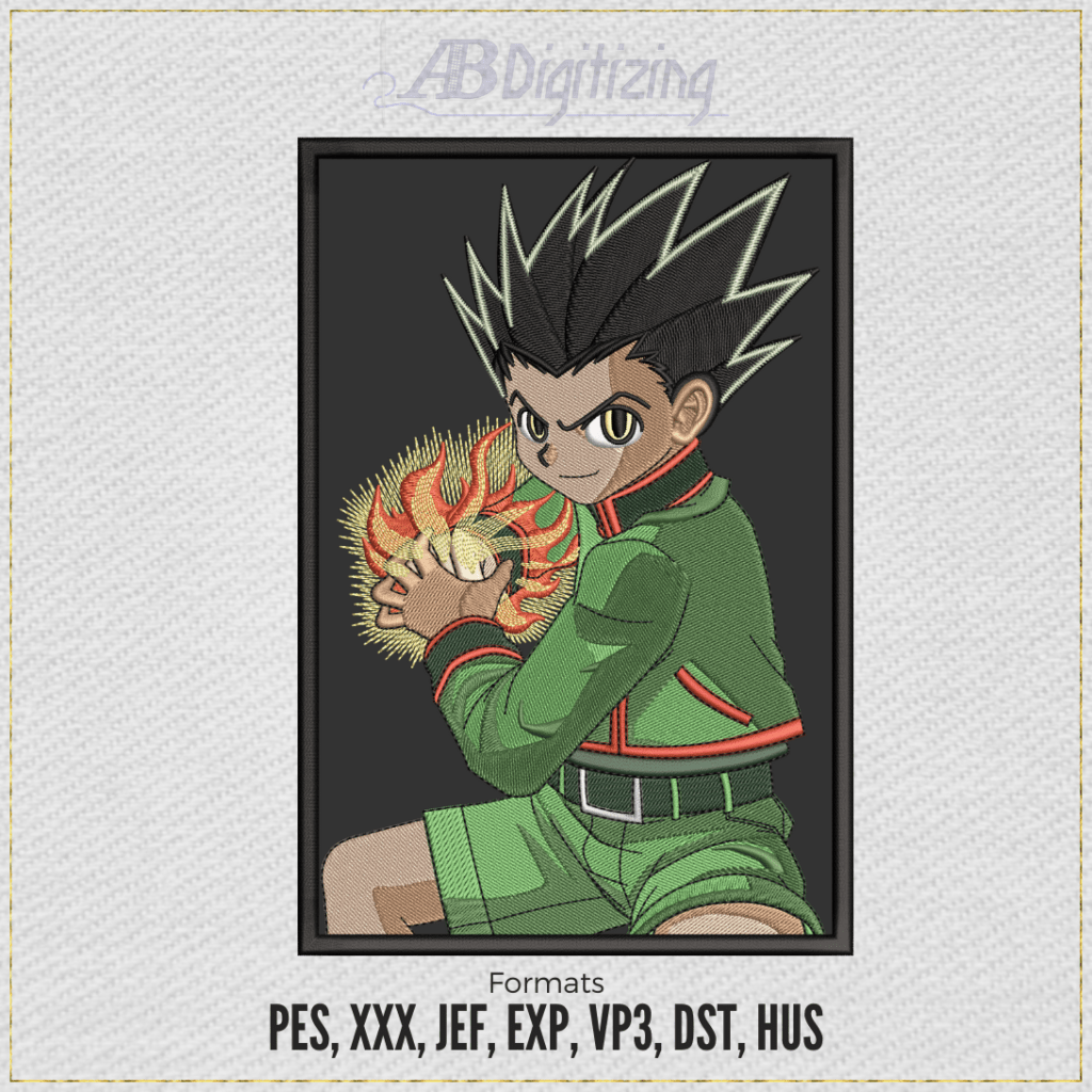 Gon Freecss Anime Embroidery Design | ABDigitizing