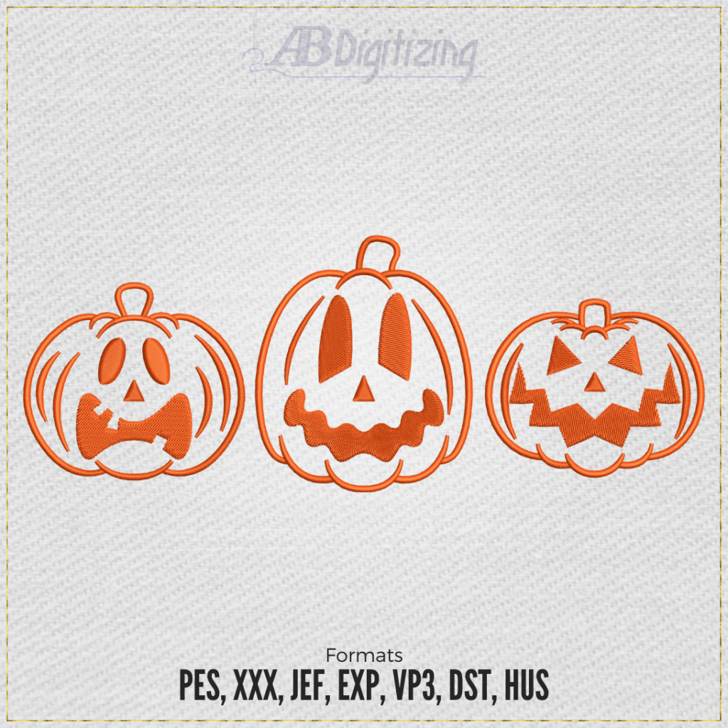 Halloween Pumpkins Embroidery Design | ABDigitizing