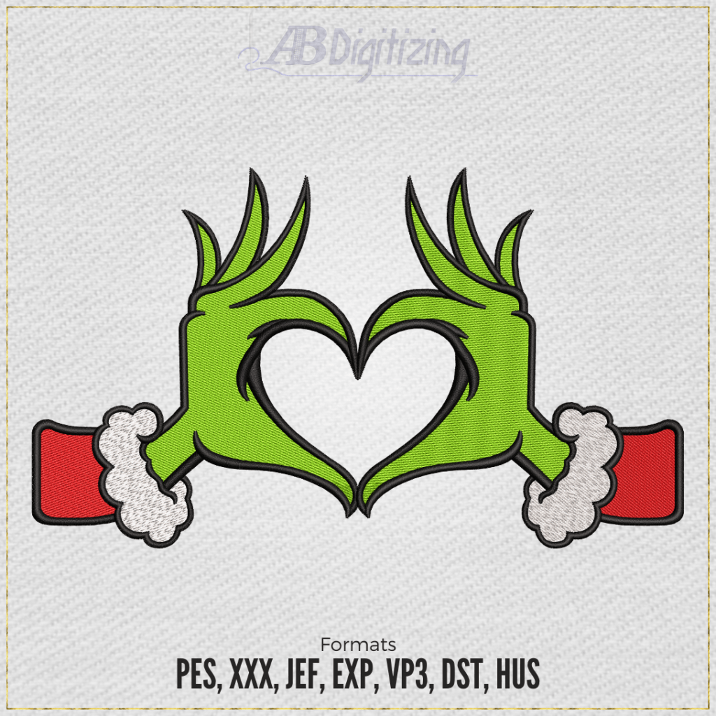 Lovely Grinch Heart Embroidery Design | ABDigitizing