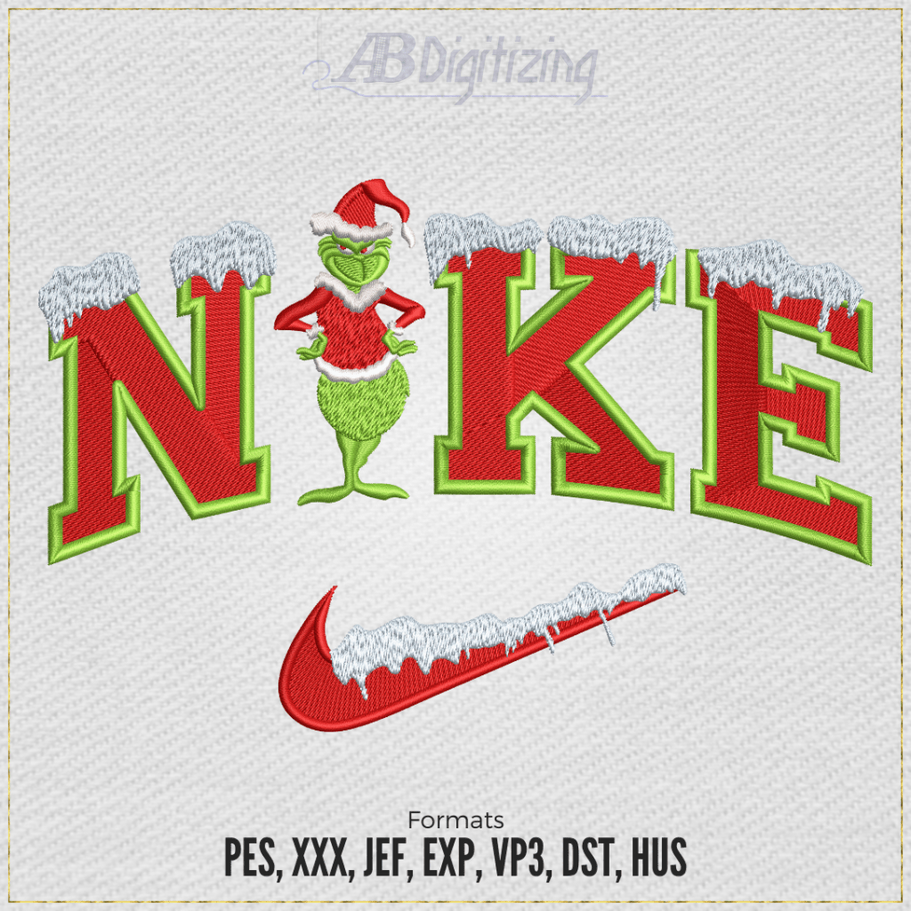 Grinch Swoosh Embroidery Design | ABDigitizing