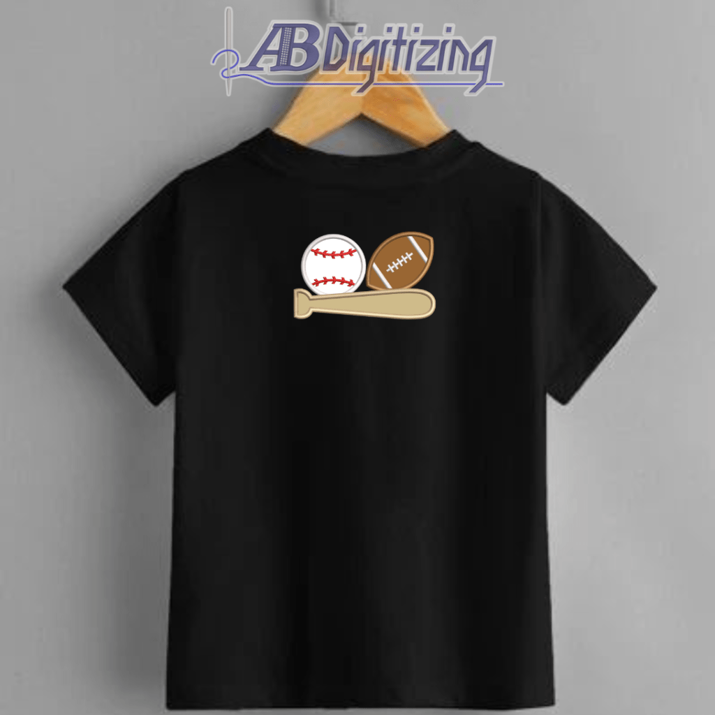 Baseball Football & Bat Embroidery Design | ABDigitizing