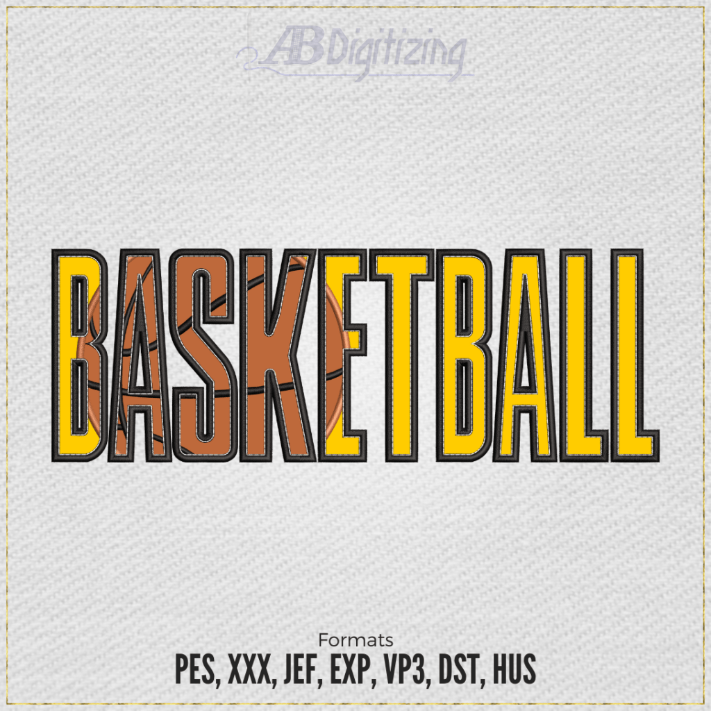 Basketball Word Embroidery Design | ABDigitizing