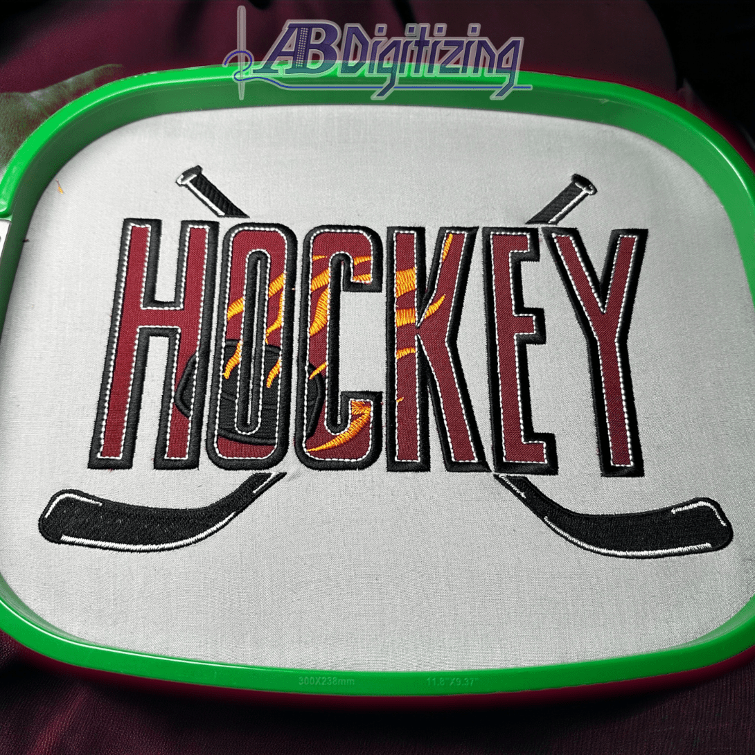 Hockey Word Embroidery Design | ABDigitizing