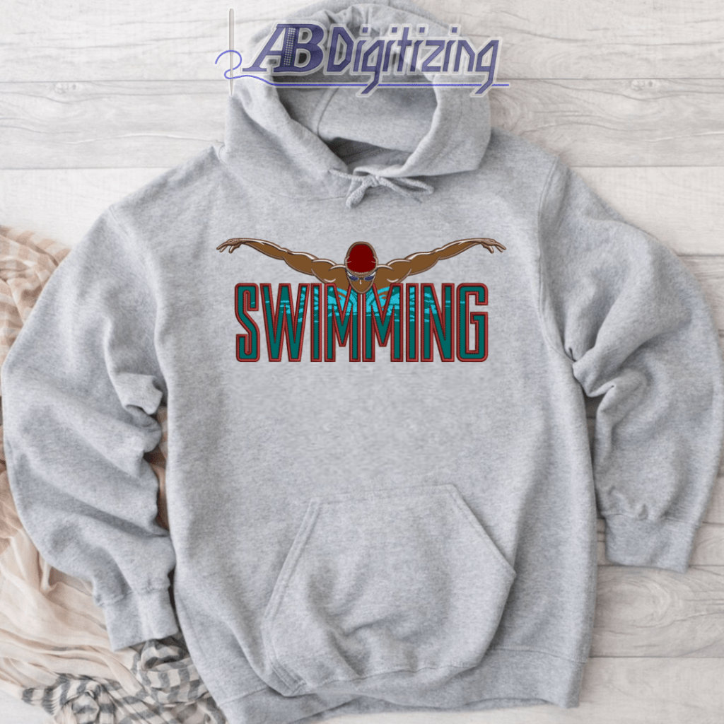 SWIMMING Word Embroidery Design – Male | ABDigitizing