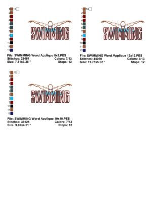 SWIMMING Word Embroidery Design – Male | ABDigitizing