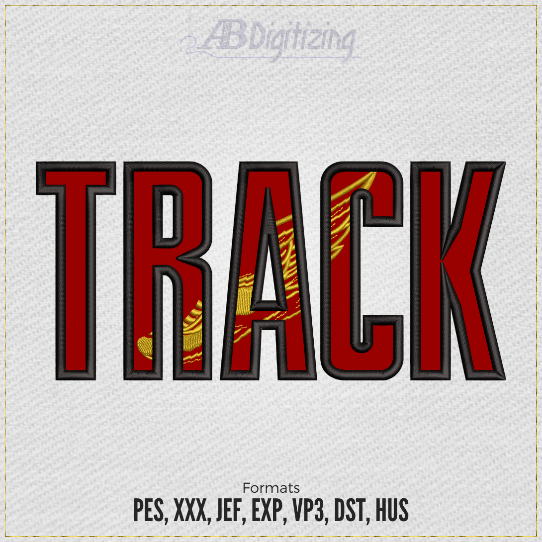 TRACK Word Embroidery Design | ABDigitizing