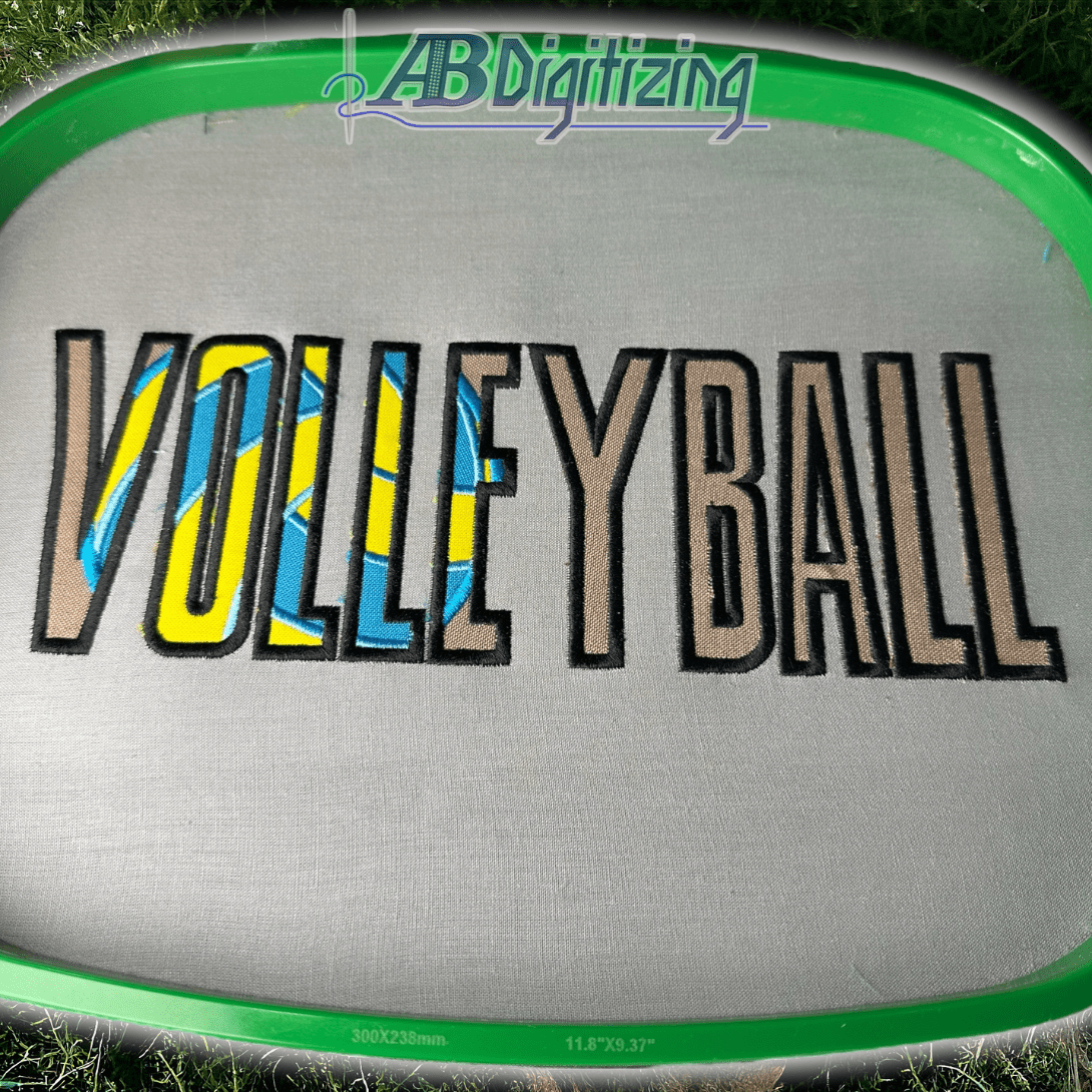 Volleyball Word Embroidery Design | ABDigitizing