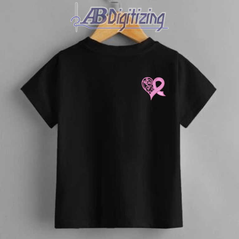 Breast Cancer Heart Ribbon Embroidery Design | ABDigitizing