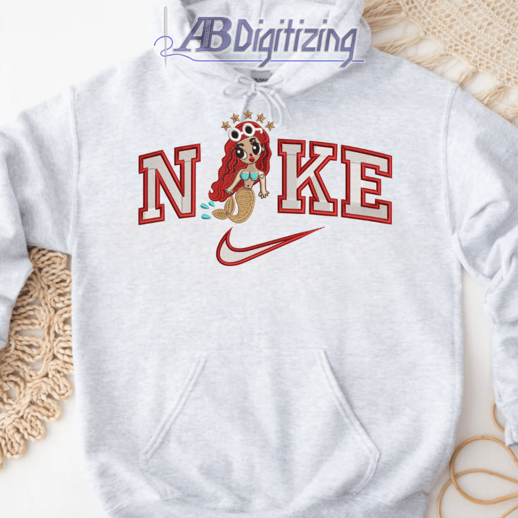 Karol G Mermaid Swoosh Embroidery Design | ABDigitizing