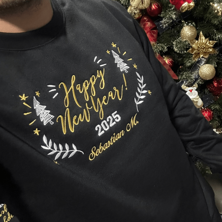 Happy New Year 2025 Embroidery Design | ABDigitizing