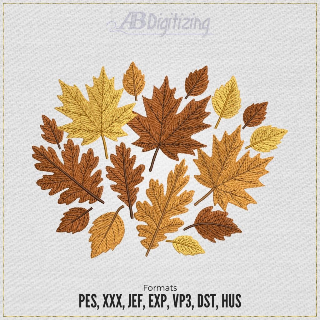 Autumn Leaves Cluster Embroidery Design | ABDigitizing