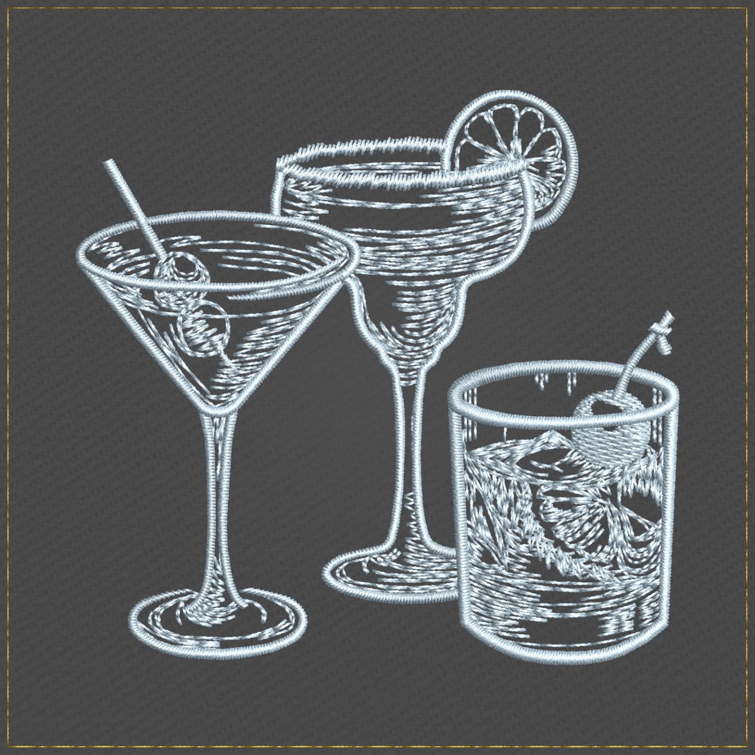 Cocktail Hour Sketch Embroidery Design | ABDigitizing